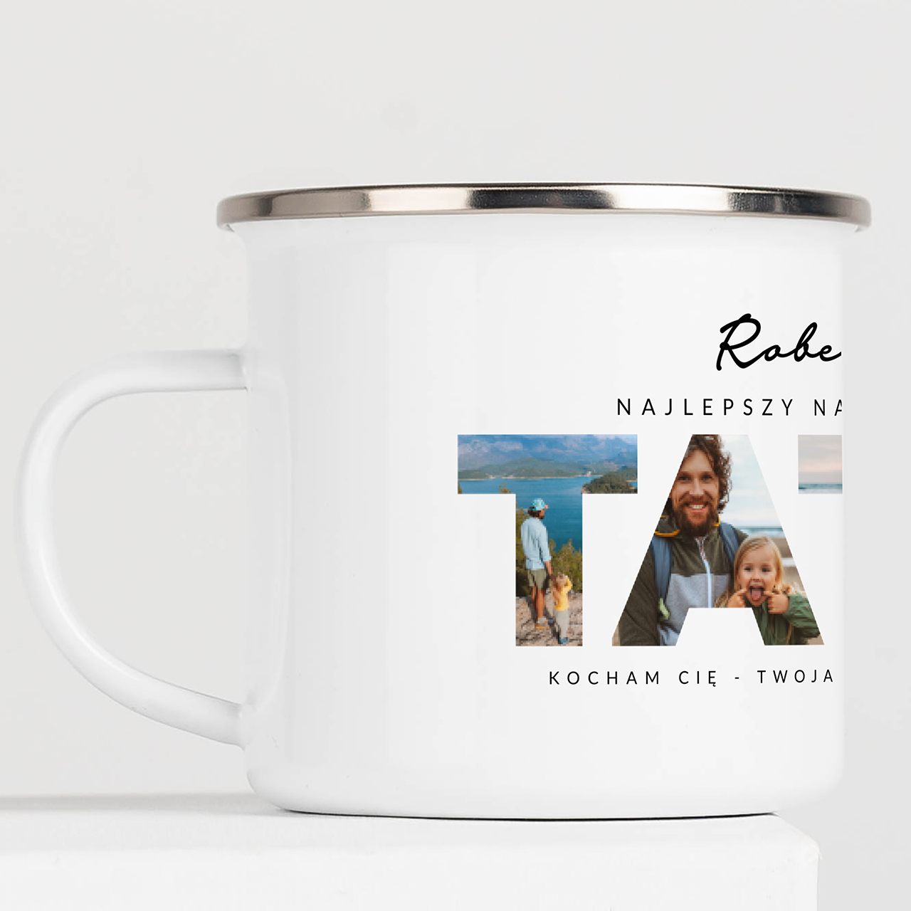 Emaliowany kubek TATA ze zdjęciami