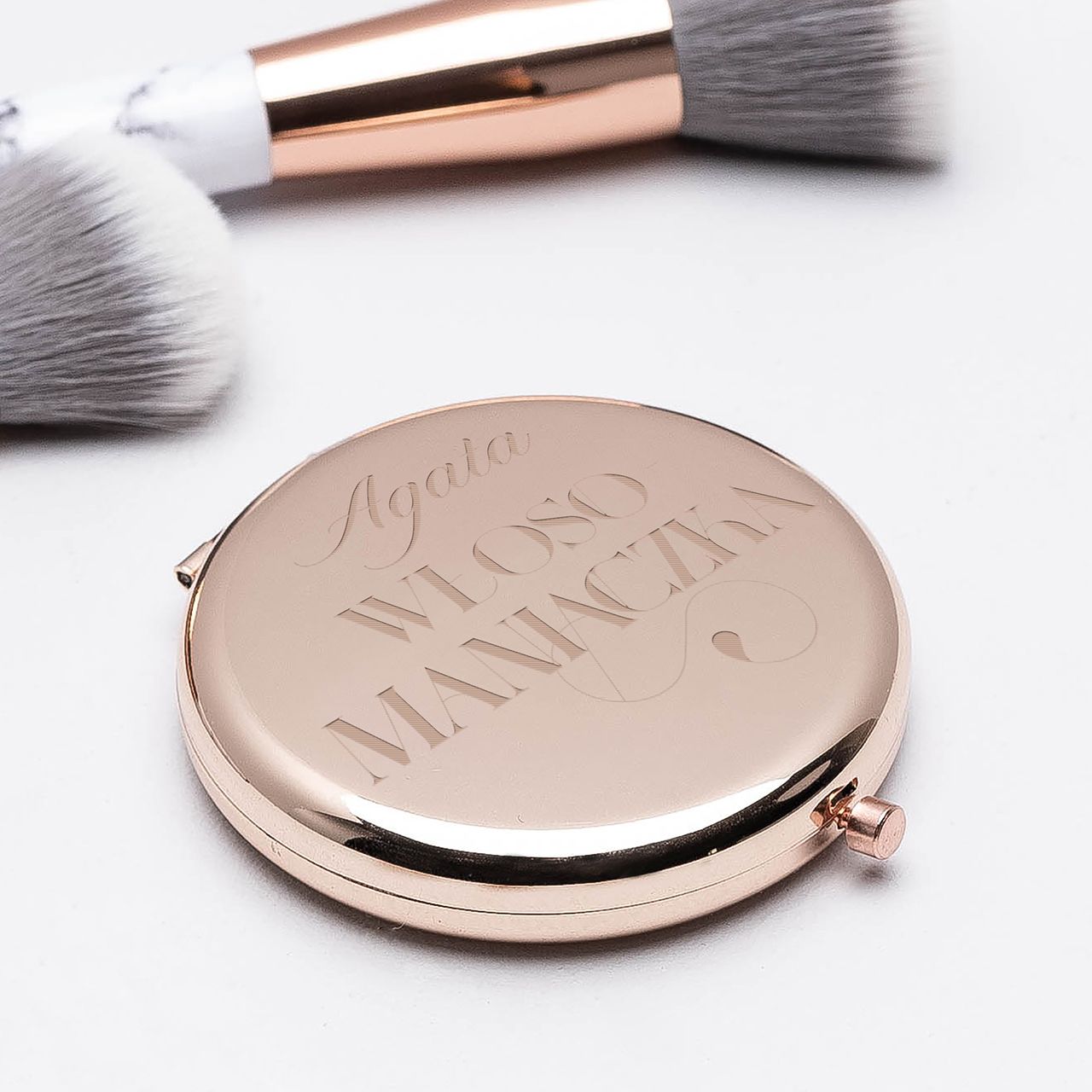 Lusterko z imieniem PREZENT DLA WŁOSOMANIACZKI rose gold